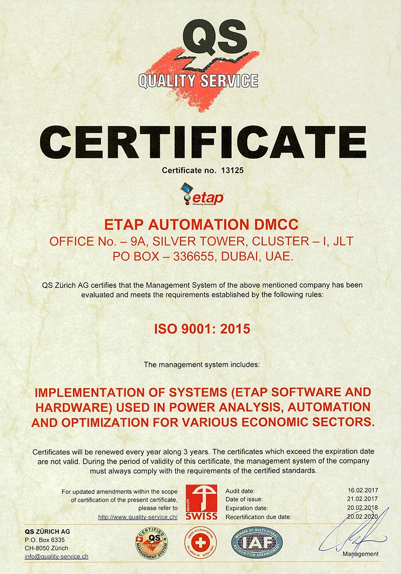 ETAP Automation India and MENA Get Accredited for ISO 9001 ETAP Automation India and MENA Get Accredited for ISO 9001
